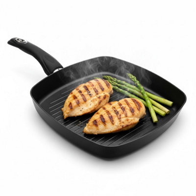 28cm Non-Stick Square Grilling Pan Griddle Induction All Hob Compatible ...