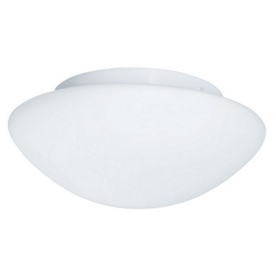 28cm Opal Glass Ceiling Light IP44 White Shade Flush Fitting Classic ...