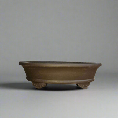 28CM PREMIUM UNGLAZED BONSAI POT - OVAL - 28CM X 22CM X 8CM - BROWN