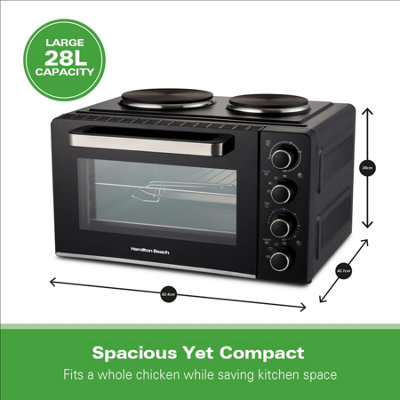 28L Mini Oven with Double Hotplate