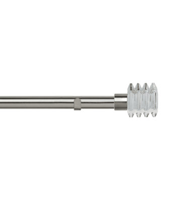 28mm Fixed Length Metal Eyelet Curtain Pole Set in Satin Silver ...