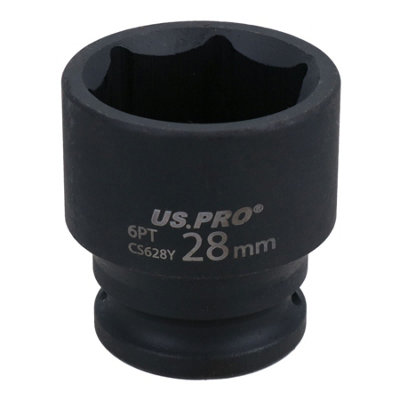 28mm Metric Shallow Impact Impacted European Style Socket 1/2" Drive 6 ...