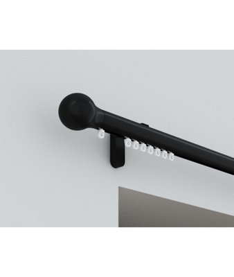 28mm Styleline Gliding Curtain Pole Set with Ball End - Black, 210cm