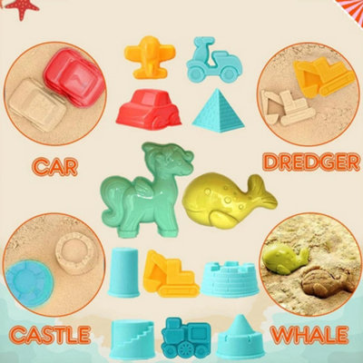 28PCS Kids Sandcastle Building Beach Toy Set Wheelbarrow Buckets Sand ...