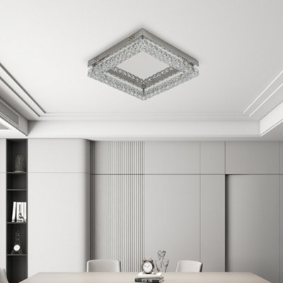 28W Modern Square Crystal Celling Light Chrome Finish Cool White Light ...