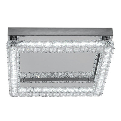 28W Square Crystal Celling Light Chrome Finish Cool White Light 40 x 40cm