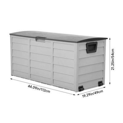 290L Waterproof Lockable Outdoor Garden Storage Box with Wheels, Dark ...