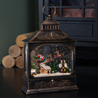 29cm Battery Operated LED Christmas Flying Santa Lantern Decoration