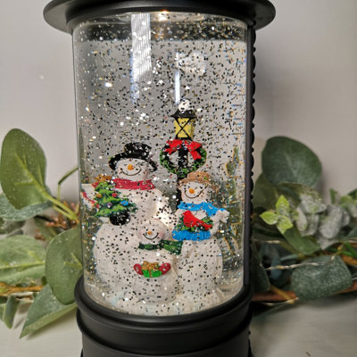 29cm Snowtime Dual Power LED Christmas Glitter Water Spinner Black ...