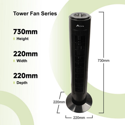 29in 3 Speed Oscillating Tower Fan 25 ft/s Velocity (Black)