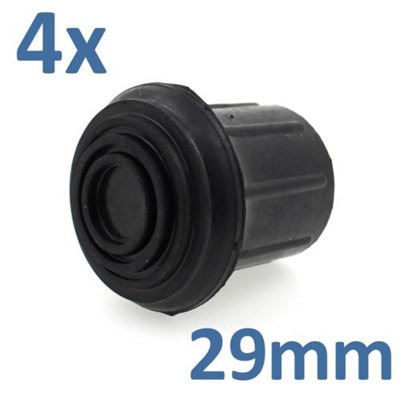 29mm BLACK RUBBER FERRULES TIPS STOPPERS FOR IRONING BOARDS STEP LADDERS