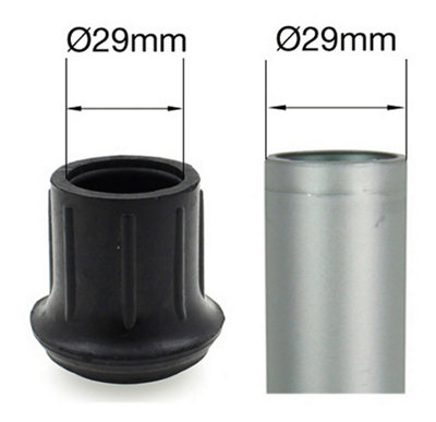 29mm BLACK RUBBER FERRULES TIPS STOPPERS FOR IRONING BOARDS STEP LADDERS