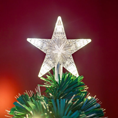 2FT (60cm) Green Fibre Optic Christmas Tree with Warm White LED Lights ...