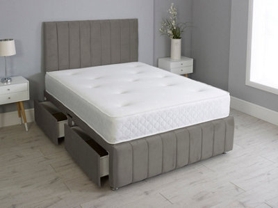 2FT6 Ibex Grey Plush Divan Bed Set 0 Drawers