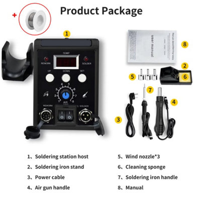 2IN1 700W Soldering Iron Set Hot Air Desolder Rework Soldering Station ...