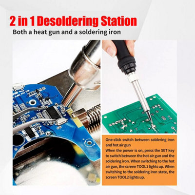 2IN1 700W Soldering Iron Set Hot Air Desolder Rework Soldering Station ...