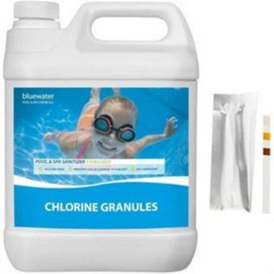 2kg Chlorine Granules Swimming Pool Chemicals Spa 10x Free Test Strips