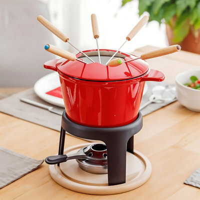 2L Cast Iron Fondue Pot Set with Burner andStand