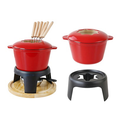 2L Cast Iron Fondue Pot Set with Burner andStand