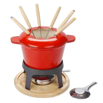 2L Cast Iron Fondue Pot Set with Burner andStand