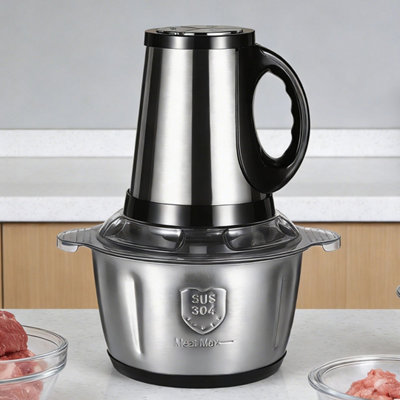 2L Electric Meat Grinder & Food Chopper, Stainless Steel, 3 Speeds