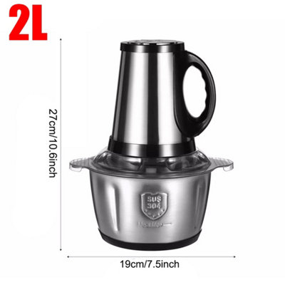 2L Electric Meat Grinder & Food Chopper, Stainless Steel, 3 Speeds