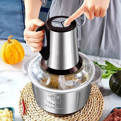 2L Electric Meat Grinder & Food Chopper, Stainless Steel, 3 Speeds