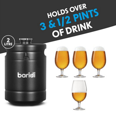 2L Matte Black Mini Growler Keg - Versatile Soft Drinks Dispenser and ...