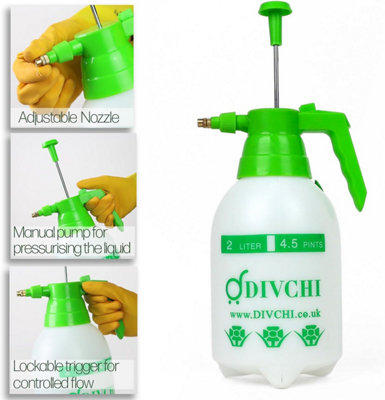 2L Pressure Spray Bottle with Adjustable Nozzle Portable Hand Pump ...