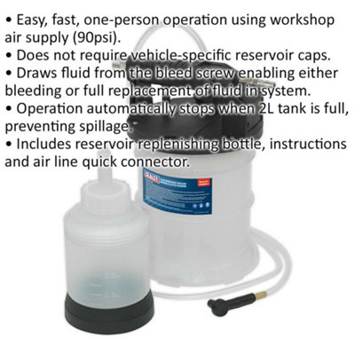 2L Workshop Vacuum Brake and Clutch Bleeder with 1/4" BSP Inlet for ...