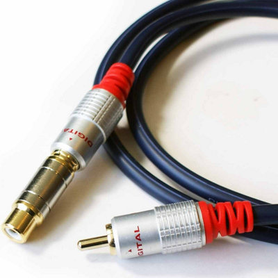 2m 1 RCA PHONO Male to Female Extension Cable Lead Digital Coax ...