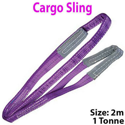 2m 1 Tonne (1000KG) Flat Webbing Strong Cargo Sling Lifting Crane Hoist ...