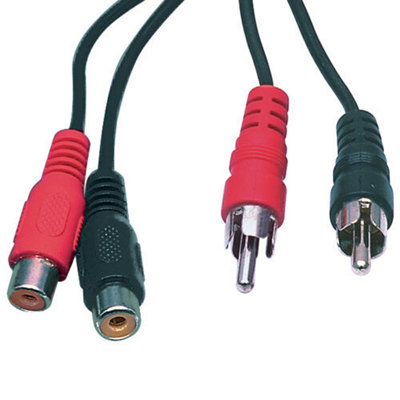 2m 2 RCA Male to Female Audio Extension Cable Lead Phono Plug to Socket