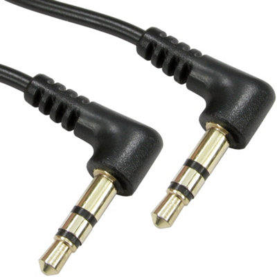 2m 3.5mm Male to Car AUX Plug Stereo Cable Lead Right Angled Connectors ...