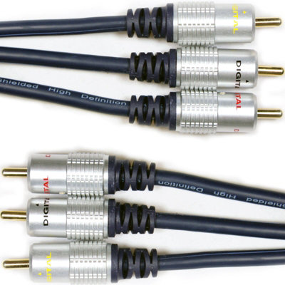 2M AV Cable Triple 3 RCA PHONO Male Lead Video To Yellow Audio Red ...