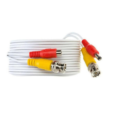 2m BNC Premium CCTV White Copper Cable & DC Power Video Lead for ...