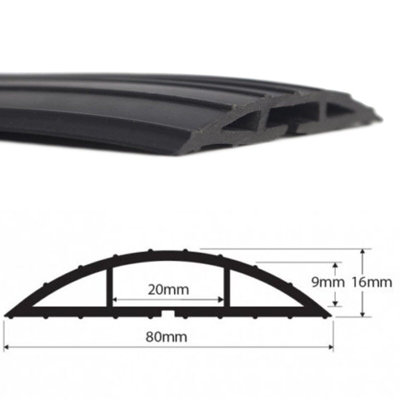 2m Cable Ramp Rubber Floor Cable Tidy Safety Protector for Office or Home