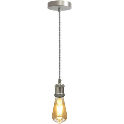 2m E27 Pendant Light Fitting with Round Fabric Cable & Lamp Holder