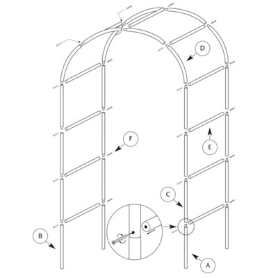 2M Garden Arch Trellis Arched Metal Tubular Frame Climbing Plant ...