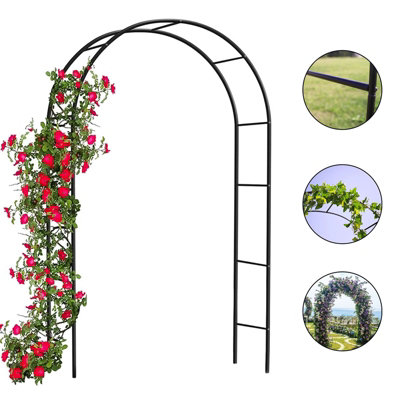 2M GARDEN ARCH TRELLIS ARCHED METAL TUBULAR FRAME CLIMBING PLANT ...