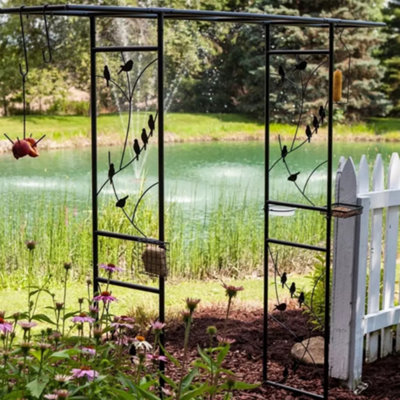 2m Garden Arch & Trellis with Bird Feeders