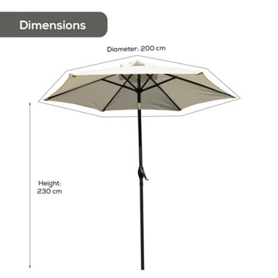 2m Garden Parasol with Crank & Tilt Function - Cream - Including cover
