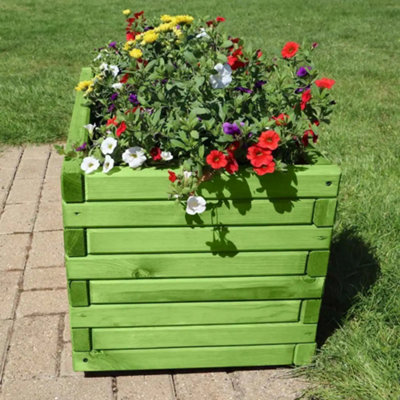 2m Grass Green Pine Raised Wooden Trough Planter