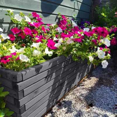 2m Grey Pine Raised Trough Planter