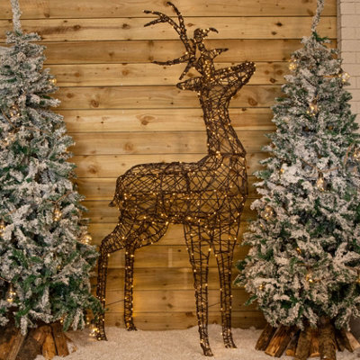 2m Light up Brown Christmas Proud Stag with 440 White & Warm White ...