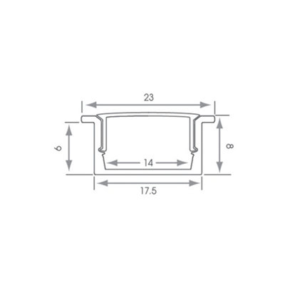 2M Matt Black Recessed Aluminium LED Profile with Opal Diffuser ...