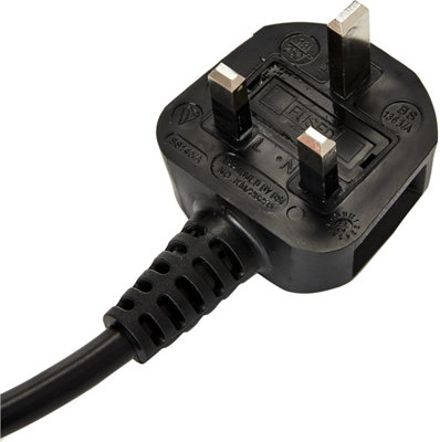 2m METRE LONG MAINS FLEX CABLE WIRE 13a WITH MOULDED 3 PIN UK PLUG 13 ...