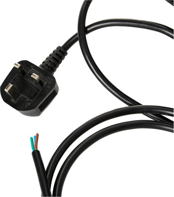 Shop 2m METRE LONG MAINS FLEX CABLE WIRE 13a WITH MOULDED 3 PIN UK PLUG ...