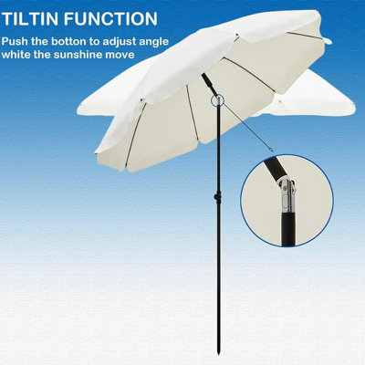 2M Outdoor Garden Parasols Umbrella with Crank Handle Tilting Sunshade ...