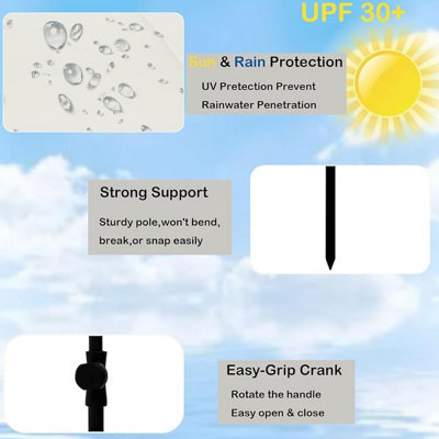 2M Outdoor Garden Parasols Umbrella with Crank Handle Tilting Sunshade ...